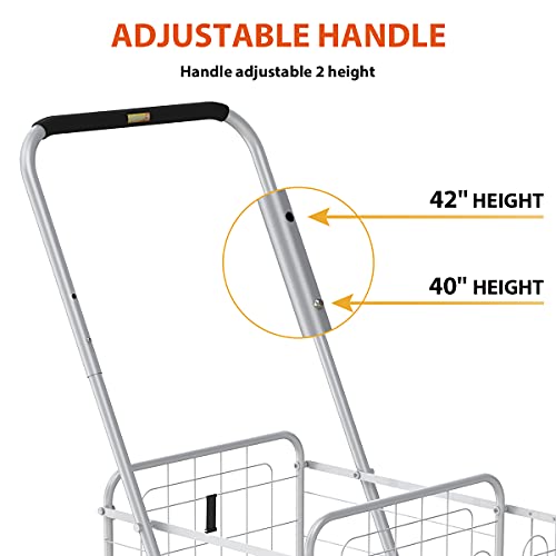 Supenice Grocery Shopping Cart with Wheels Deluxe Stair Climber Utility Cart Easily Collapsible Cart with Tri-Wheels, 66 LBS Capacity, Extended Foam Cover, Trolley for Shopping, Stair, Laundry