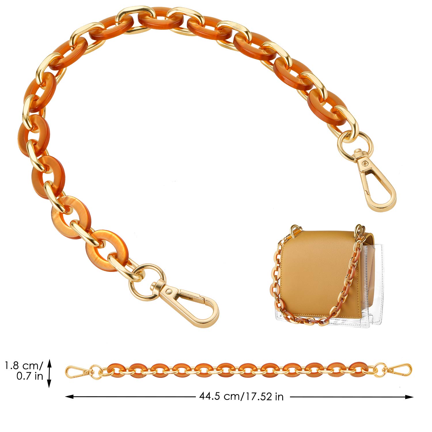 CHICECO Vachetta Leather Replacement Strap Set for Pochette Accessoires Little Pouch Speedy Nano Noe, Handbag Decoration Chain, Bag Accessories Charms (Beige)
