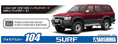 Aoshima 1/24 Scale Car No.104 VZN130G Hilux SSR-X Widebody 1991 - Plastic Model Building Kit # 56981