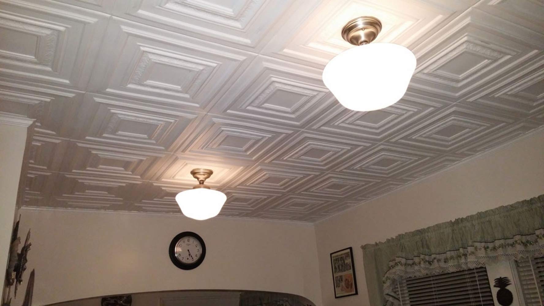 A La Maison Ceilings R31 Chestnut Grove Foam Glue-up Ceiling Tile (128 sq. ft./Case), Pack of 48, Plain White