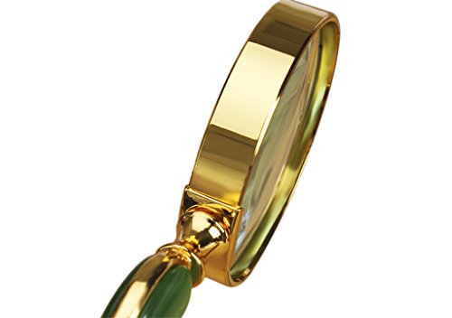 Handheld Magnifying Glass, 8X Magnifier Glass with Gold-Plated Frame - Elegant Reading Magnifying Glass, Light Weight Magnifier for Seniors Reading, Soldering, Inspection, Coins, Jewelry