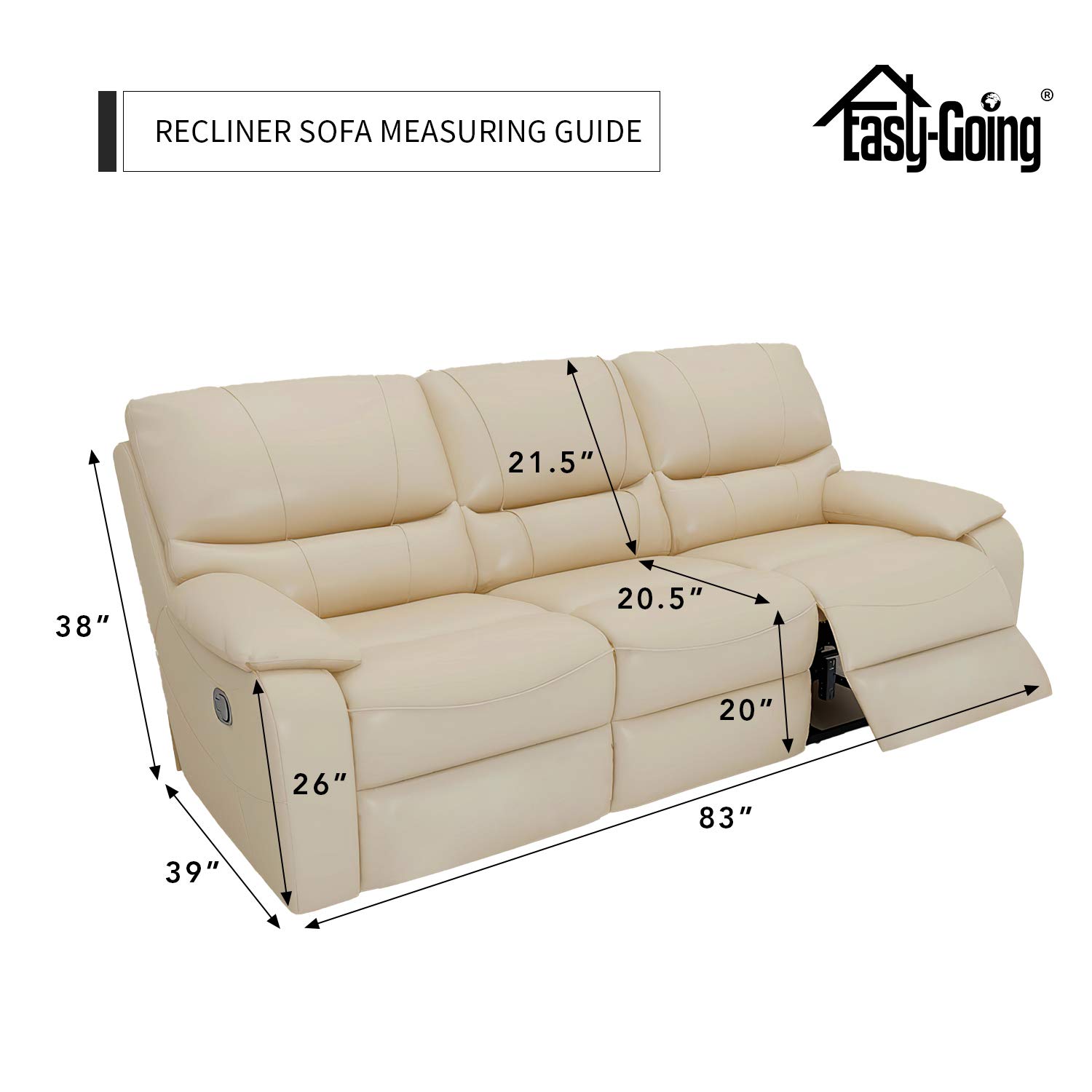 Easy-Going PU Leather Recliner Sofa Slipcovers, Waterproof Stretch Sofa Covers, 8 Pieces Stretch Furniture Protector, Elastic Strap Shield Pets Kids Children Cats Dogs Chocolate