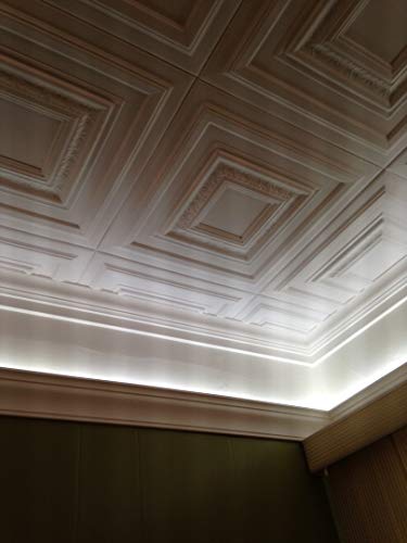 A La Maison Ceilings R31 Chestnut Grove Foam Glue-up Ceiling Tile (128 sq. ft./Case), Pack of 48, Plain White