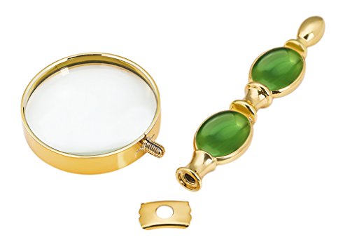 Handheld Magnifying Glass, 8X Magnifier Glass with Gold-Plated Frame - Elegant Reading Magnifying Glass, Light Weight Magnifier for Seniors Reading, Soldering, Inspection, Coins, Jewelry