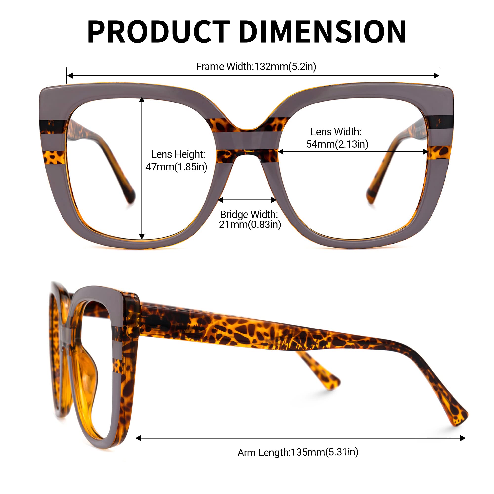 Zeelool Stylish Oversized Square Glasses with Non-prescription Clear Lens Eyewear for Women Brenda ZOP02126-01 Mauve