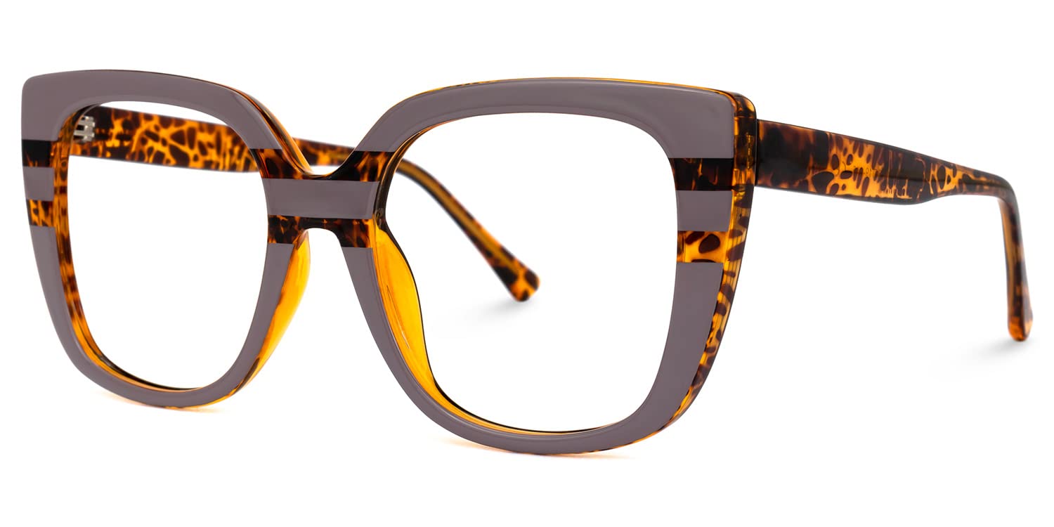Zeelool Stylish Oversized Square Glasses with Non-prescription Clear Lens Eyewear for Women Brenda ZOP02126-01 Mauve