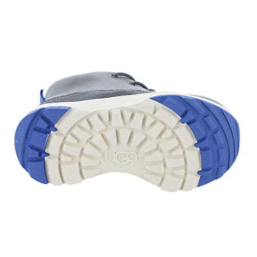 UGG K Canoe III Weather Sneaker, Charcoal/Classic Blue Leather, 6 US Unisex Big Kid