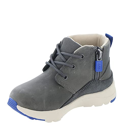 UGG K Canoe III Weather Sneaker, Charcoal/Classic Blue Leather, 6 US Unisex Big Kid