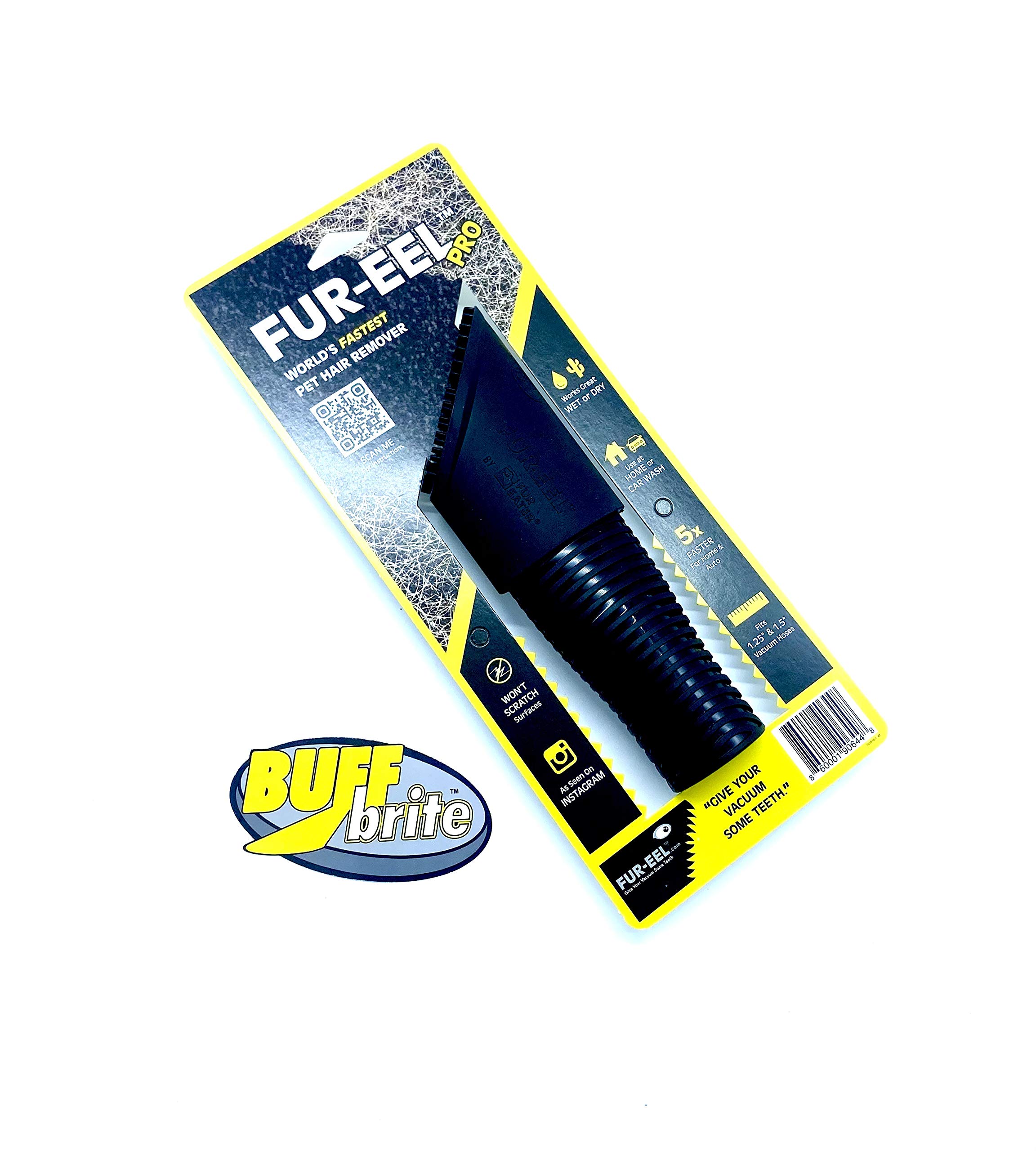 Buff Brite Pet Grooming Tool Fur-EEL FANG PRO Cat & Dog Hair Remover, Black
