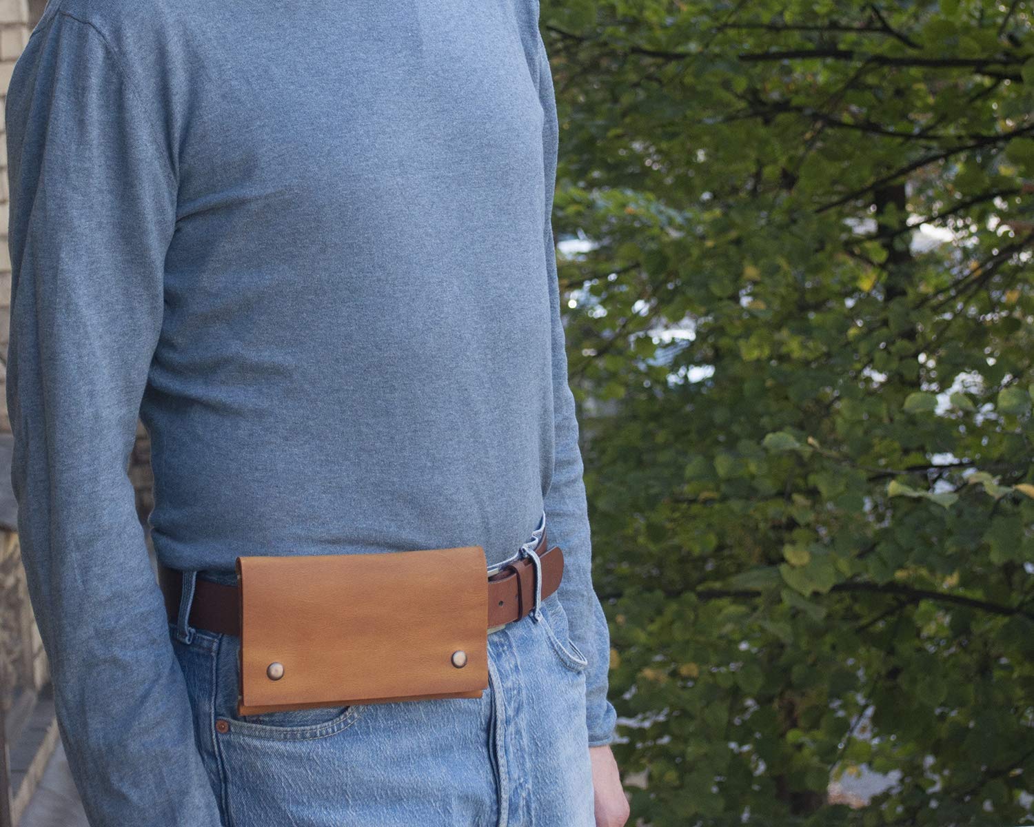 Bovine leather case for Microsoft Surface Duo 2, TAN cover, waist bag