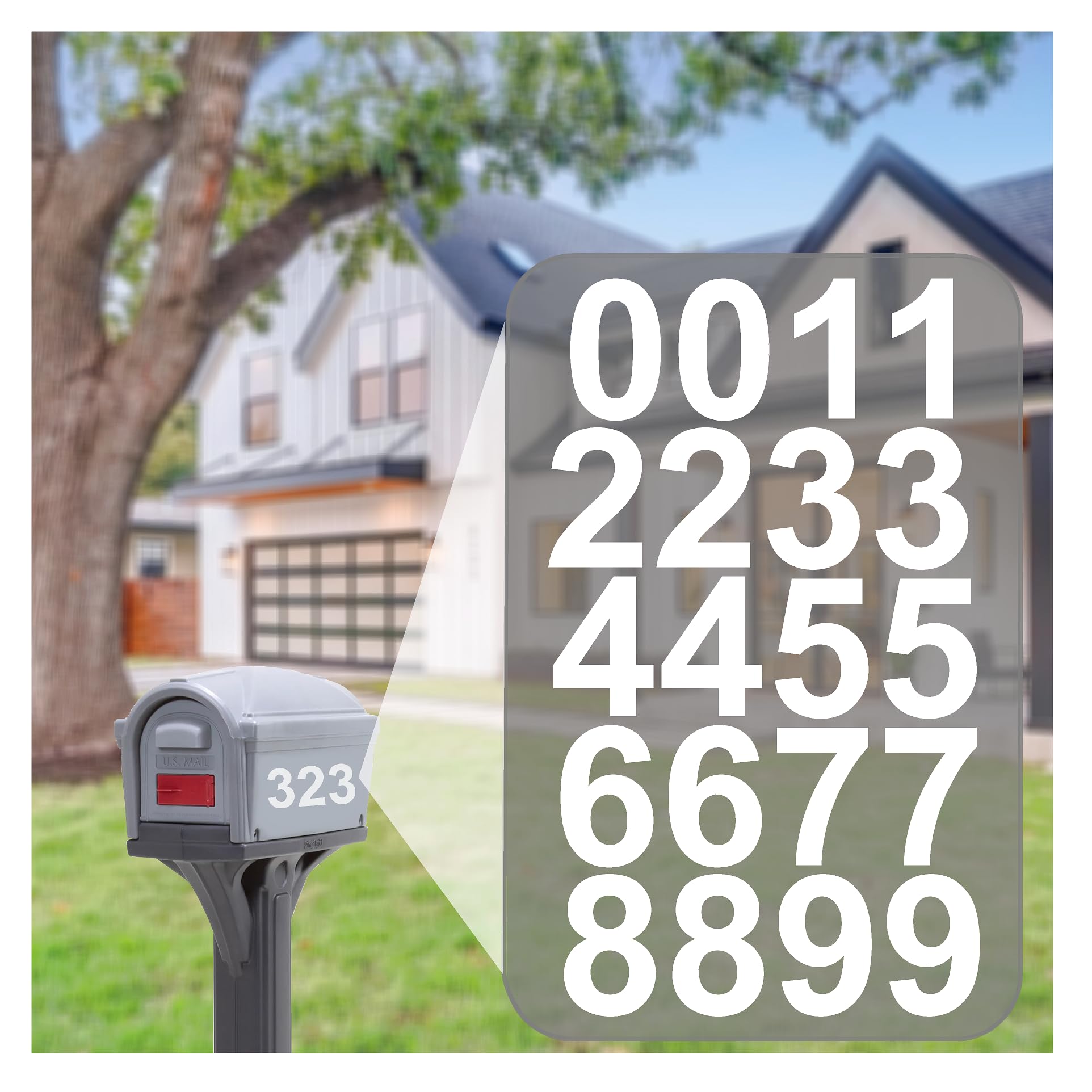1" Inch Premium Reflective Mailbox Number Vinyl Decal Sticker Sheet (White) | Waterproof and Fade-Resistant | Easy to Install Adhesive Vinyl | Home, Apartment, Condo or Business by CustomDecal US