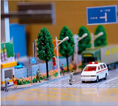NW 55pcs Mixed Model Trees Model Train Scenery Architecture Trees Model Scenery with No Stands Street View Model Scale for Model Building Dollhouse Decoration (55pcs All Green(1.57-3.54inch))
