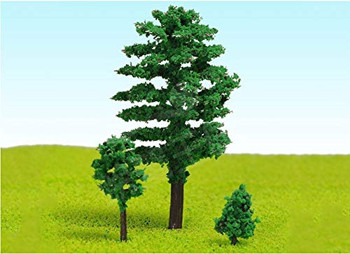 NW 55pcs Mixed Model Trees Model Train Scenery Architecture Trees Model Scenery with No Stands Street View Model Scale for Model Building Dollhouse Decoration (55pcs All Green(1.57-3.54inch))