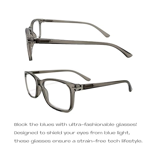 Readerest Blue Light Blocking Reading Glasses (Grey, 1.00 Magnification) Computer Eyeglasses With Thin Reflective Lens, Antiglare, Eye Strain, UV Protection, Stylish For Men And Women