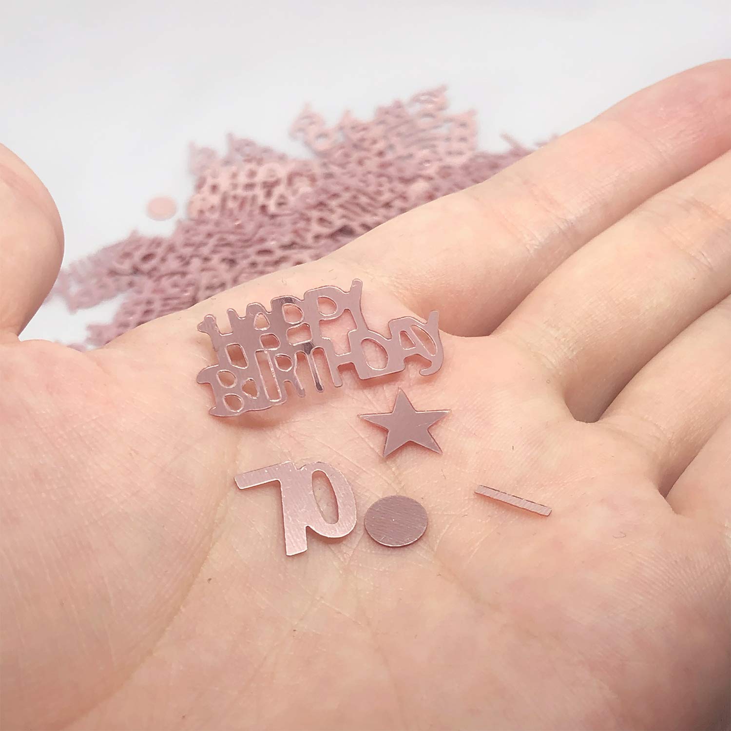 TFYU Happy Birthday Party Table Confetti - Twinkle Stars Foil Metallic Sequins Confetti and Special Events Table Scatters Decorations Confetti Decorations about 700pcs(Rose gold) (70 years old)