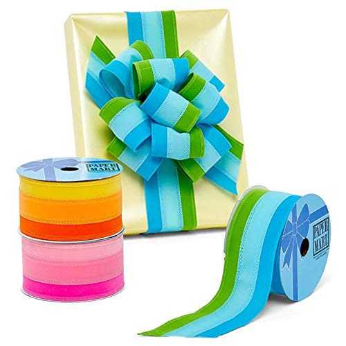 2 1/2" X 10 Yards Tri-Striped Velvet Wired Ribbon - Orange - Roll 1