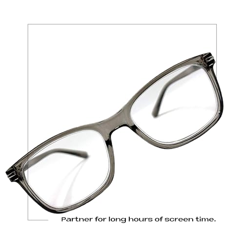 Readerest Blue Light Blocking Reading Glasses (Grey, 1.00 Magnification) Computer Eyeglasses With Thin Reflective Lens, Antiglare, Eye Strain, UV Protection, Stylish For Men And Women