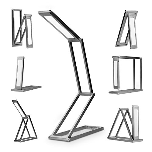 kwmobile Foldable LED Desk Lamp - Folding Portable USB Table Light with 3 Brightness Settings - for Home, Reading, Studying, Work, Travel - Anthracite