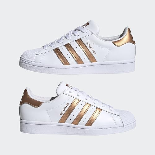adidas Originals womens Superstar Sneaker, White/Copper Metallic/Black, 7 US
