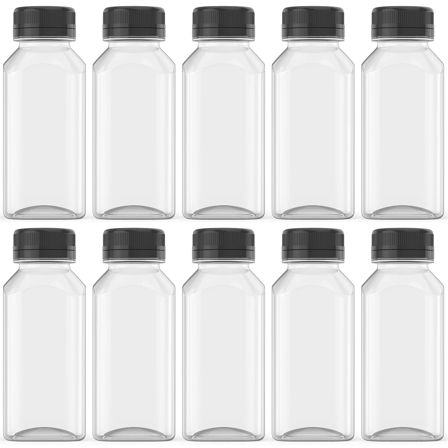 HNXAZG 10 Pcs 4 Oz Plastic Juice Bottles with Lids, Empty Clear Containers for Juice, Milk and Other Beverage