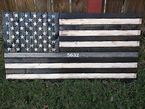 Thin Silver Line American Flag | Wooden Rustic American Flag | Correction Officer | Correctional Worker