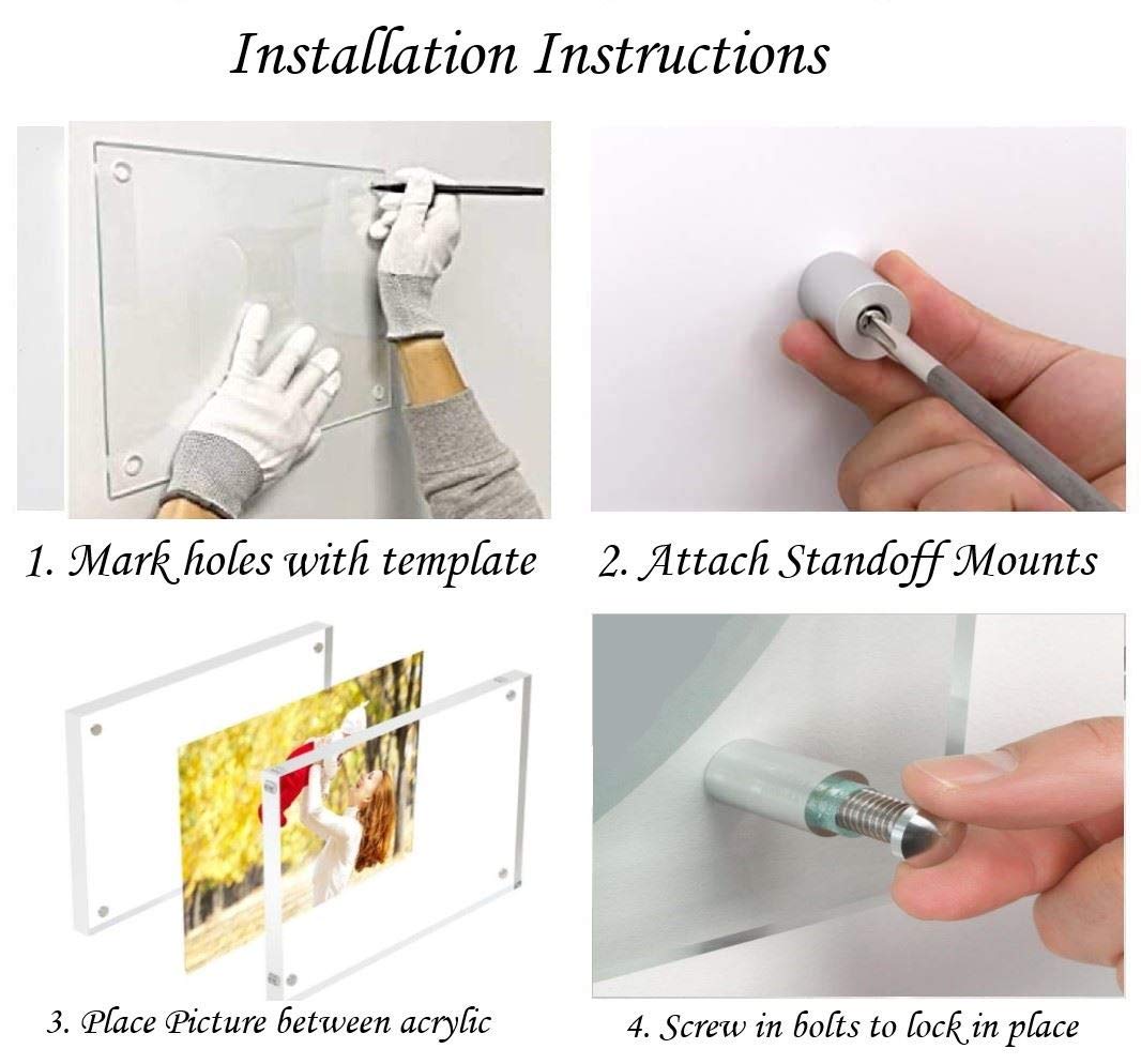 DistinctAndUnique 16" x 20" Clear Acrylic Wall Mount Floating Frameless Picture Frame Double Panel Plexiglass Display with Metal Standoff for Photos Artwork Posters Paintings (Full Frame is 19"x23")