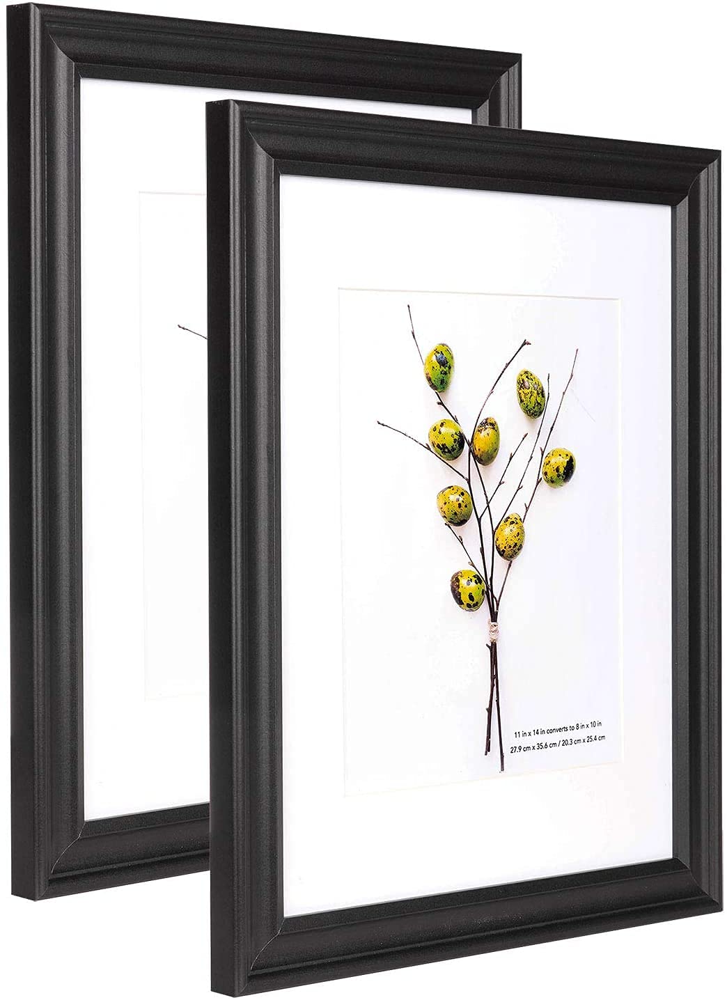 11x14 Picture Frames Black,Display Picture 8x10 with Mat,Set of 2,HD Plexiglass Photo Frame for Wall Mounting