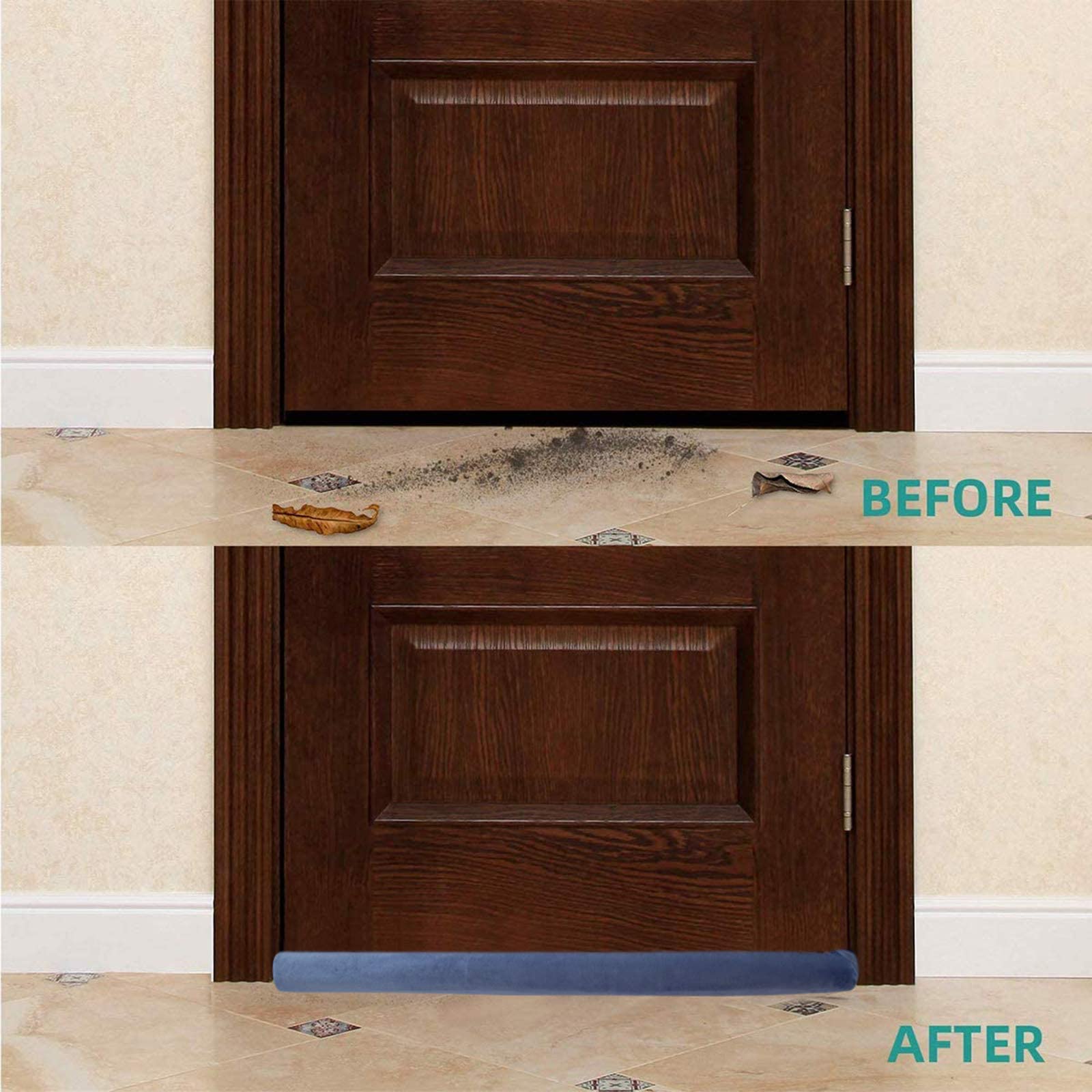 TumiMallody Door Draft Stopper Double Sided Weather Stripping Noise Breeze Draft Blocker Door Sweeps Washable Under Door Seal Strip Adjustable Velvet Draft Guard Multi Color Available (36 inch, Blue)