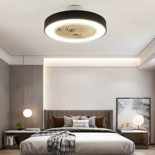 YIYIBYUS 23.5 Inch Modern Black Chandelier Ceiling Fan LED 3 Colors 3 Speeds Ceiling Fan with Light and Remote Control Mute Suitable for Living Room, Bedroom, Dining Room