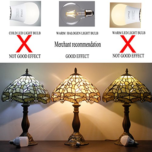 WERFACTORY Tiffany Floor Lamp Cream Stained Glass Dragonfly Arched Lamp 12X18X64 Inches Gooseneck Adjustable Corner Standing Reading Light Decor Bedroom Living Room S139 Series