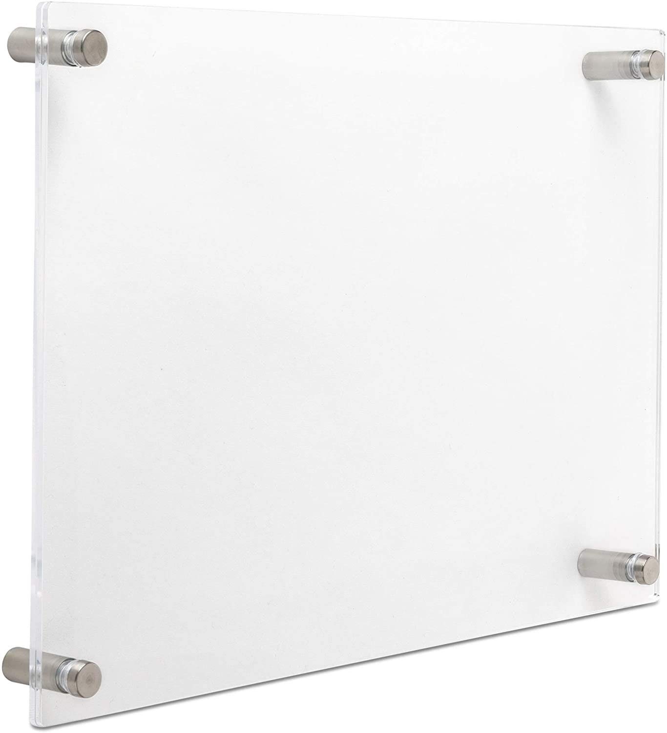 DistinctAndUnique 16" x 20" Clear Acrylic Wall Mount Floating Frameless Picture Frame Double Panel Plexiglass Display with Metal Standoff for Photos Artwork Posters Paintings (Full Frame is 19"x23")