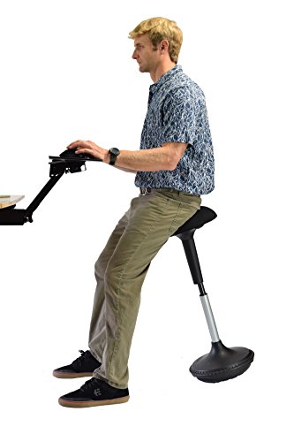 Wobble Stool Standing Desk Chair Ergonomic Tall Adjustable Height sit Stand-up Office Balance Drafting bar swiveling Leaning Perch Perching high swivels 360 Computer Active Sitting Black Saddle seat