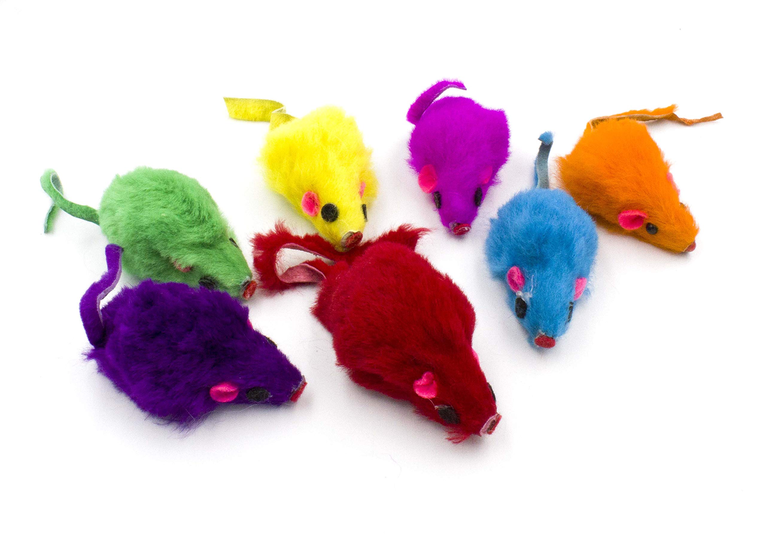 AXEL PETS 20 Colorful Rainbow V2.0 Mice with Catnip and Rattle Sound Made of Real Rabbit Fur Interactive Catch Play Mouse Toy for Feline Cat, Pack of 20 Mice