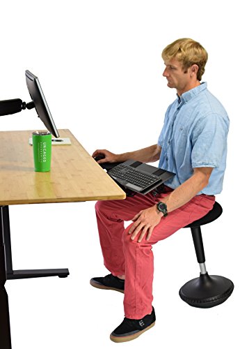 Wobble Stool Standing Desk Chair Ergonomic Tall Adjustable Height sit Stand-up Office Balance Drafting bar swiveling Leaning Perch Perching high swivels 360 Computer Active Sitting Black Saddle seat