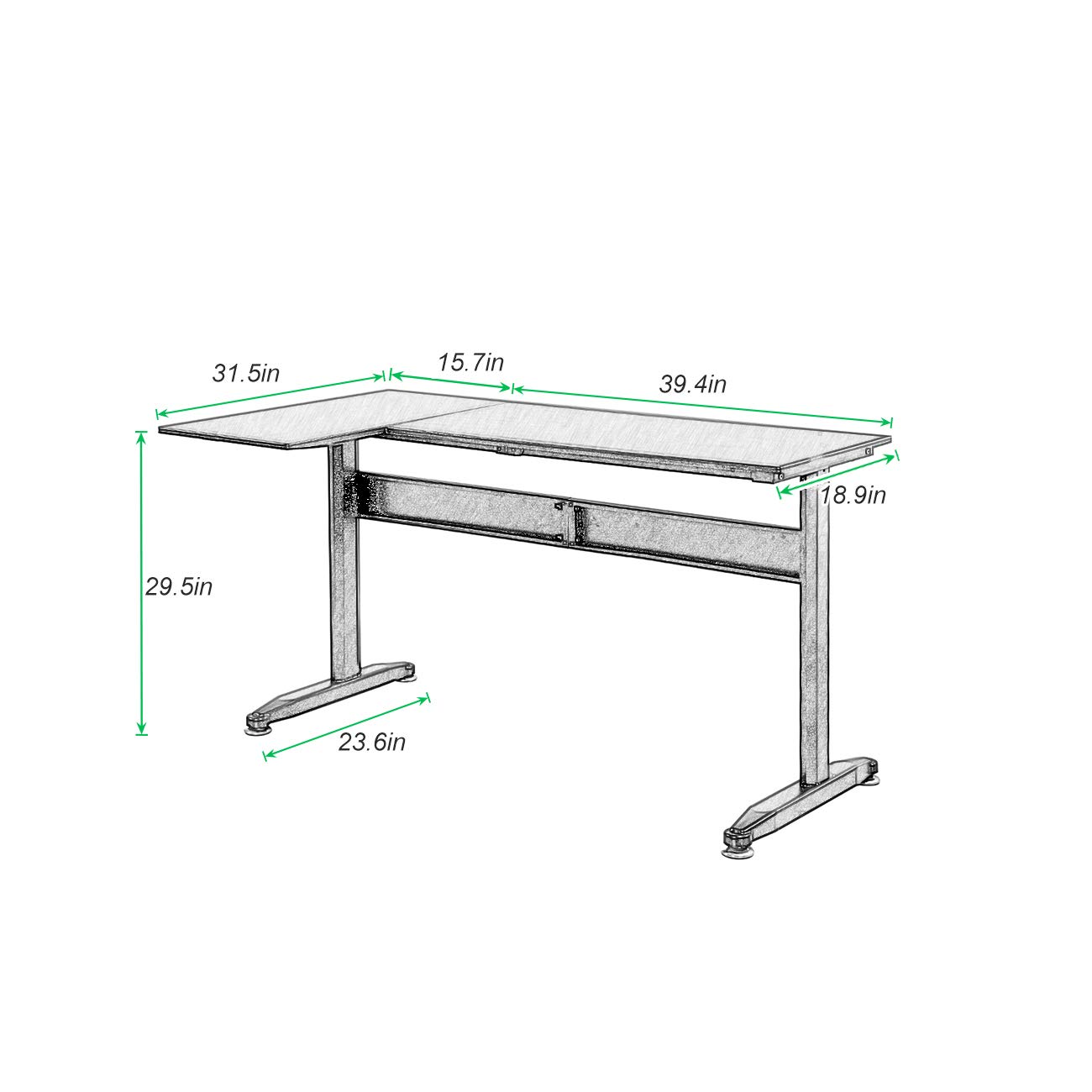 SogesGame Computer Desk L Shaped Corner Desk Gaming Desk Large Size Home Office Desk, XTD-DJ01-BK-S8-US