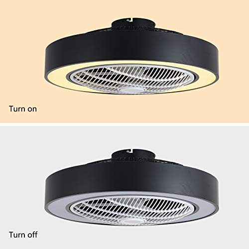 YIYIBYUS 23.5 Inch Modern Black Chandelier Ceiling Fan LED 3 Colors 3 Speeds Ceiling Fan with Light and Remote Control Mute Suitable for Living Room, Bedroom, Dining Room
