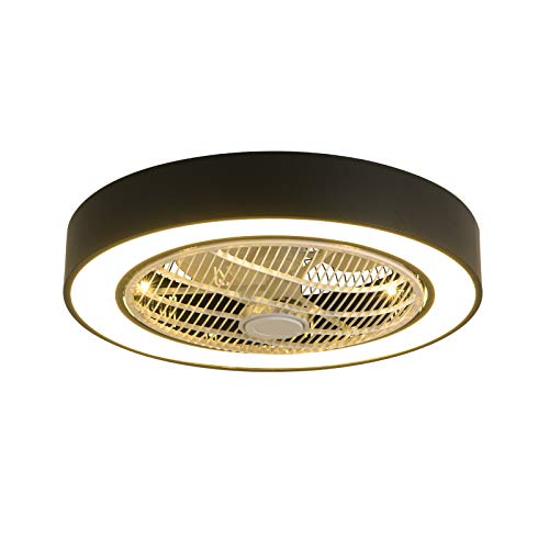 YIYIBYUS 23.5 Inch Modern Black Chandelier Ceiling Fan LED 3 Colors 3 Speeds Ceiling Fan with Light and Remote Control Mute Suitable for Living Room, Bedroom, Dining Room