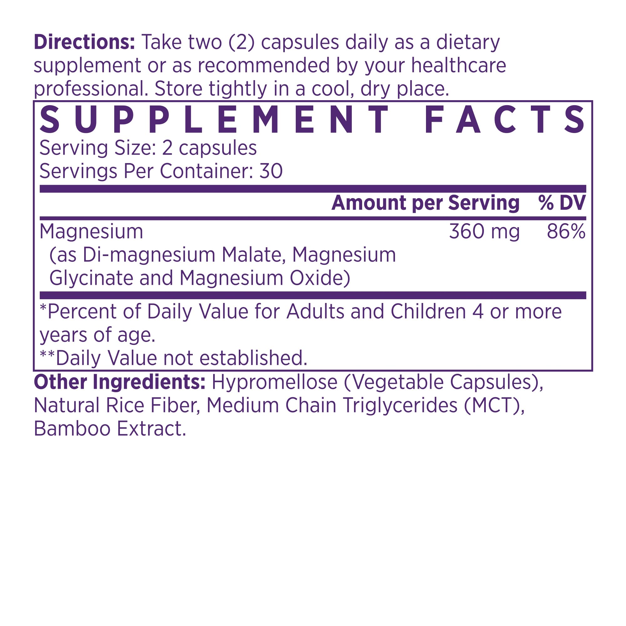 NAOMI Mighty Mg Magnesium Glycinate & Malate Complex 360mg, High Absorption Formula, Elemental Magnesium Supports Heart Health, Strong Bones, Better Sleep, Gluten-Free, Non-GMO, Vegan, 60 Veggie Caps