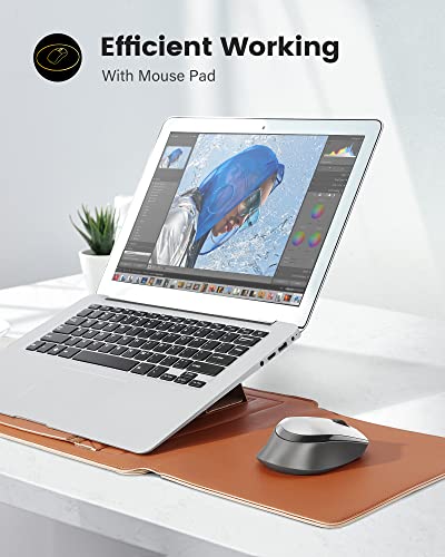 Soqool Laptop Stand for Desk, Compatible with 14inch MacBook Air Leather Stand Sleeve, Portable Laptop Stand Compatible with 13/13.3/14 Inch MacBook Pro/MacBook Air Foldable Laptop Stand Cover Sleeve