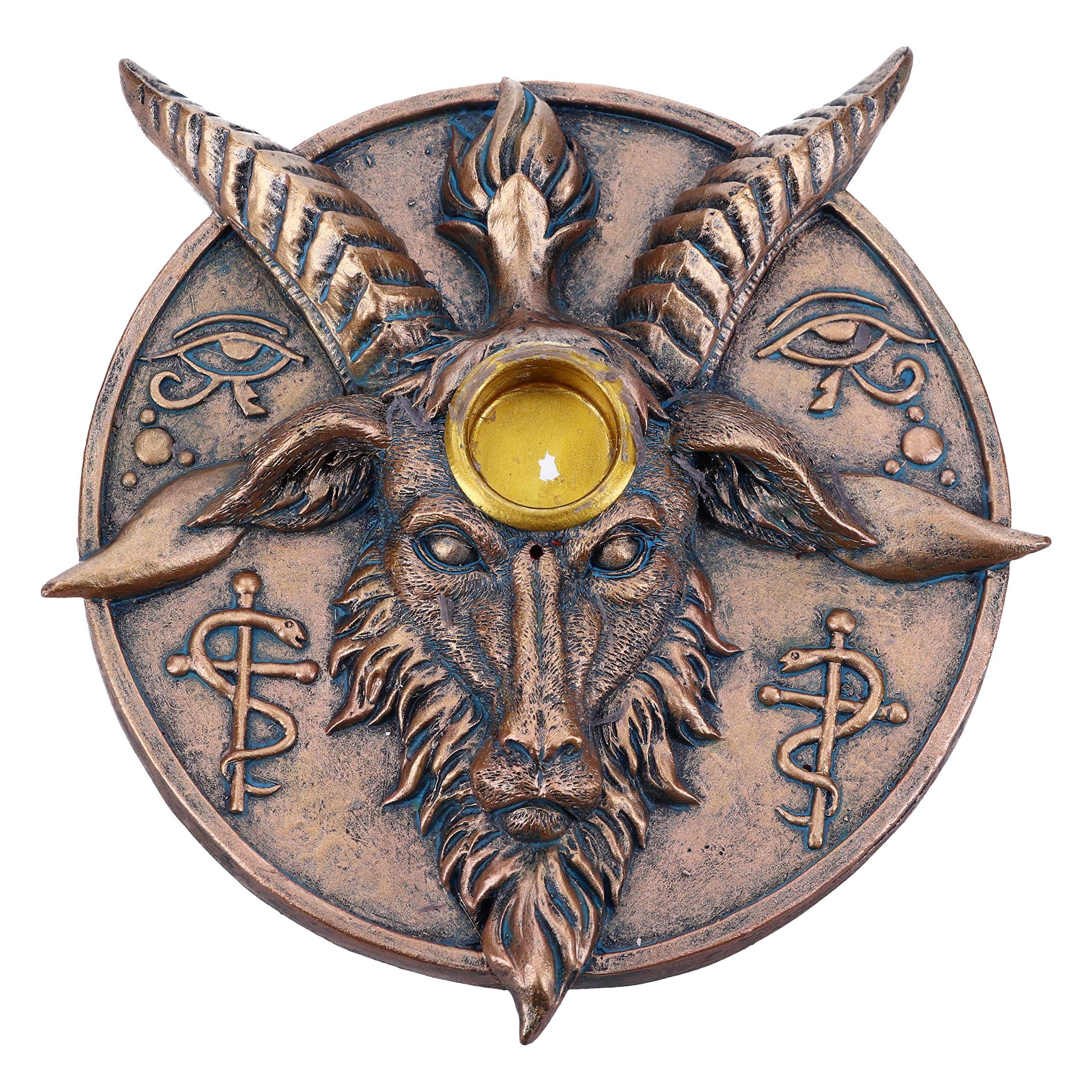 Nemesis Now Baphomet's Prayer Sabbatic Goat Incense Stick and Candle Holder, Bronze, 12.6cm