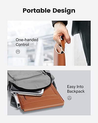 Soqool Laptop Stand for Desk, Compatible with 14inch MacBook Air Leather Stand Sleeve, Portable Laptop Stand Compatible with 13/13.3/14 Inch MacBook Pro/MacBook Air Foldable Laptop Stand Cover Sleeve