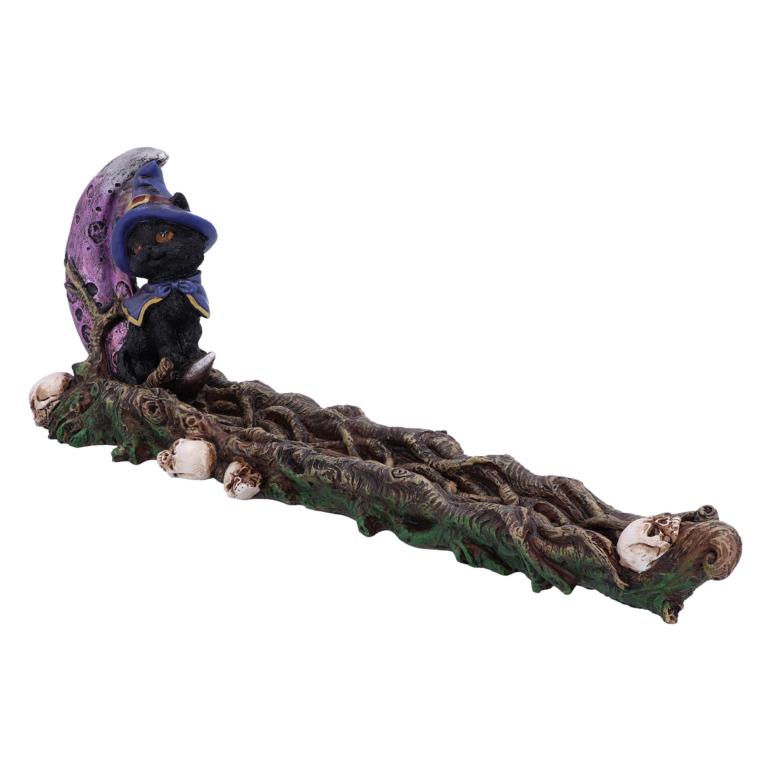 Nemesis Now Grimalkin Witches Familiar Black Cat and Crescent Moon Incense Burner,29cm