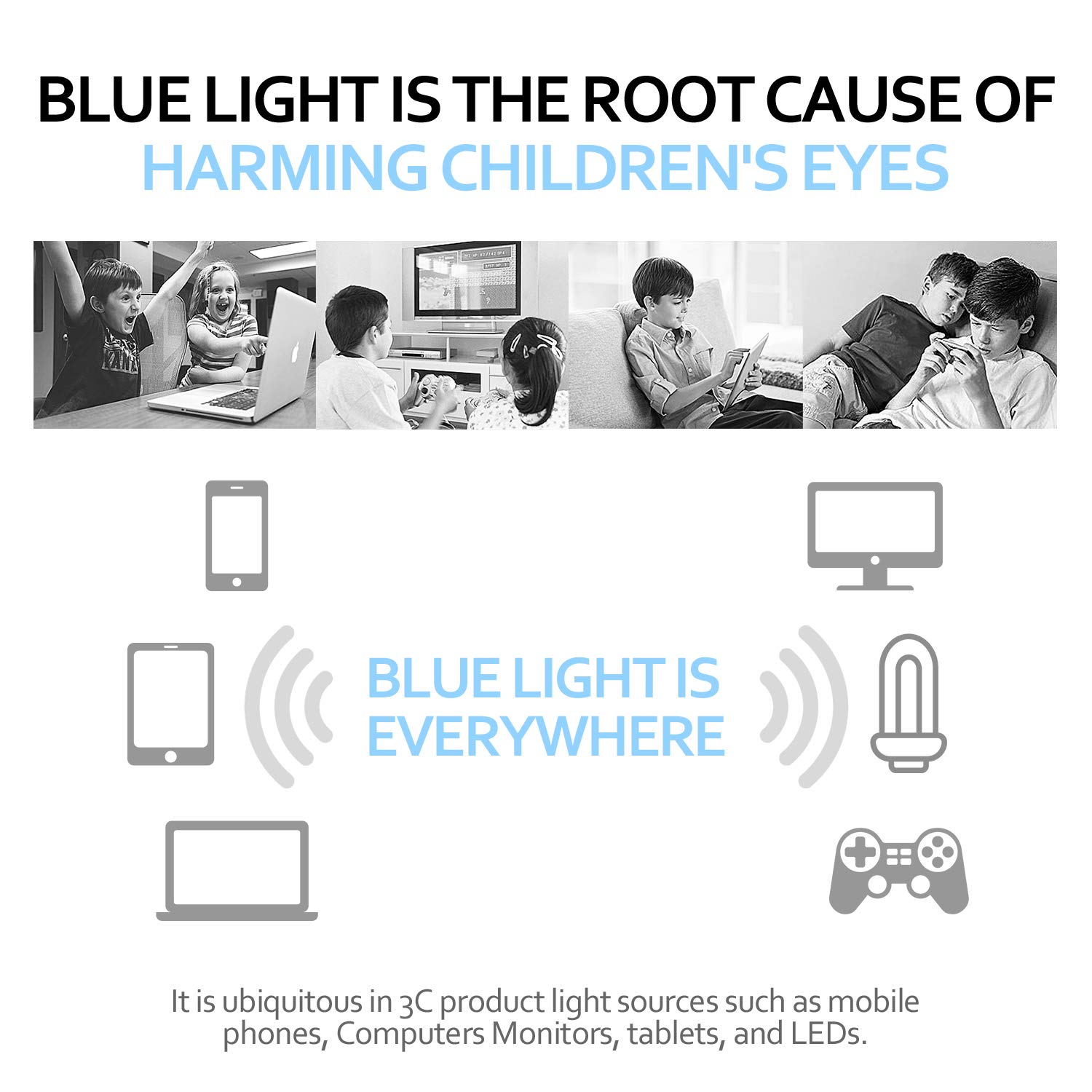 SEEAFUN Blue Light Glasses for Kids Girls Boys with Cute Car Case, UV400 Protection, Anti Blue Ray Age3-12