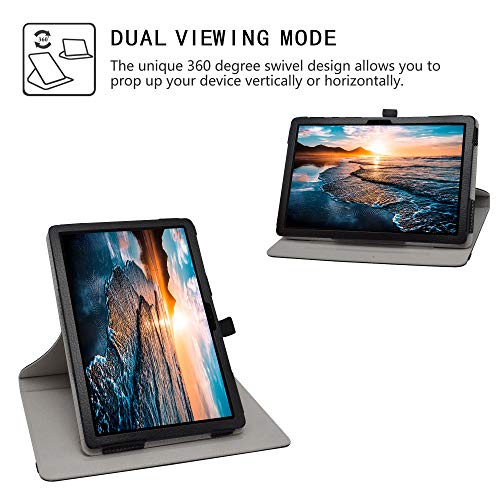LiuShan Compatible with Huawei MatePad T10s Case,Huawei MatePad T10 Case，360 Degree Rotation Stand PU Leather with Cute Pattern for 10.1" Huawei MatePad T10s / Huawei MatePad T10 Tablet,Black