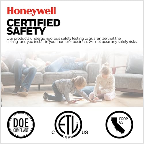 Honeywell Ceiling Fans Kaliza Modern 56 Inch Ceiling Fan with Light, Remote Control Fan, LED Indoor Fan with 6 Blades, Gray Wash and White Blade Finish Options, Bright White (51477-01)