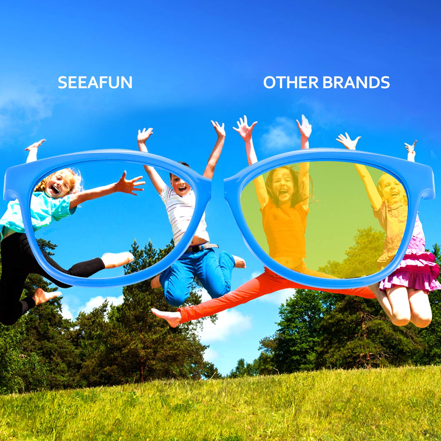 SEEAFUN Blue Light Glasses for Kids Girls Boys with Cute Car Case, UV400 Protection, Anti Blue Ray Age3-12