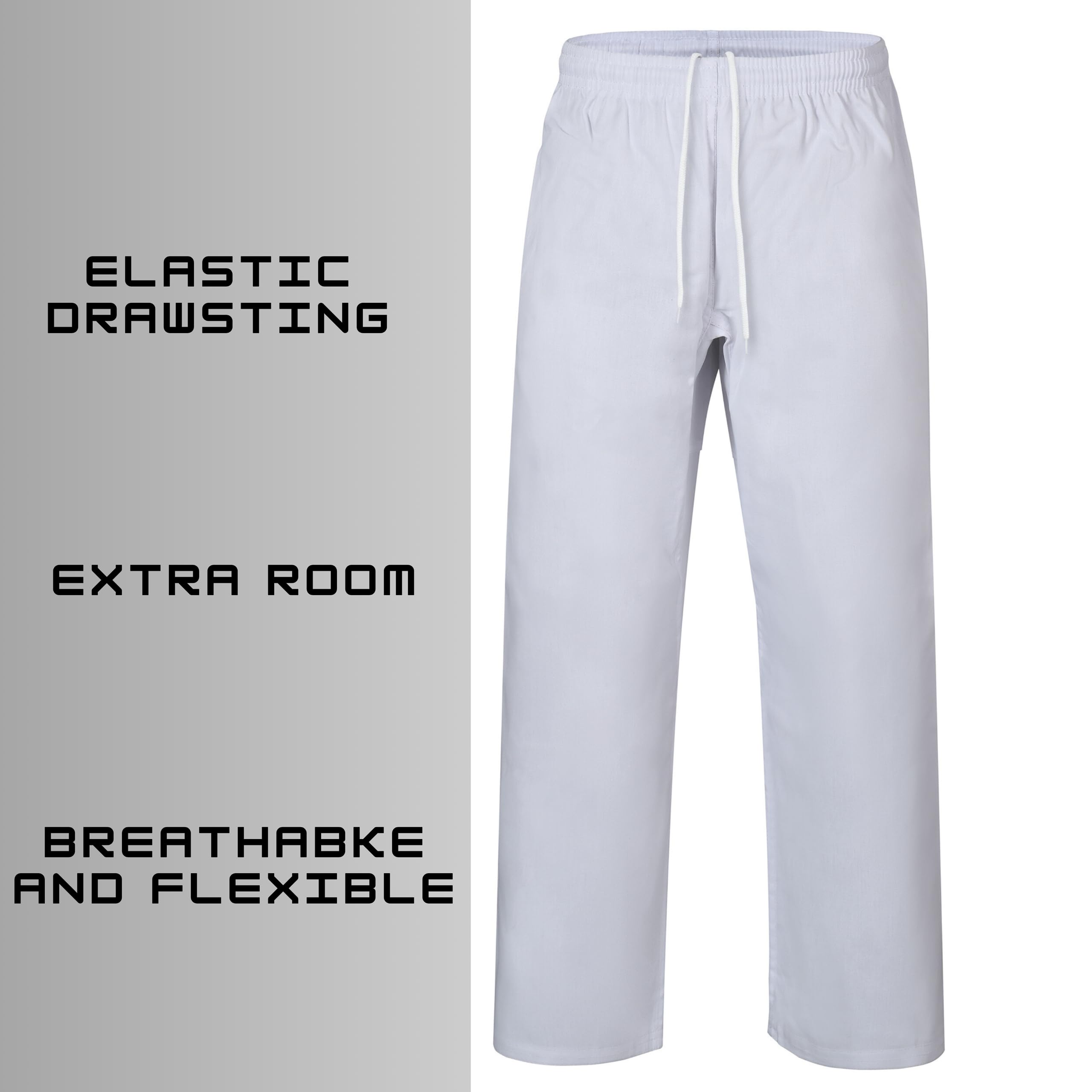 Knockout Fight Gear Karate Gi Kids & Adults Medium Weight Martial Arts Uniform Student Karate Gear With Free White Belt (White, 00 (3'9"-4'/50 lbs))