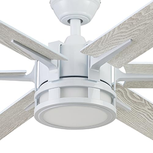 Honeywell Ceiling Fans Kaliza Modern 56 Inch Ceiling Fan with Light, Remote Control Fan, LED Indoor Fan with 6 Blades, Gray Wash and White Blade Finish Options, Bright White (51477-01)
