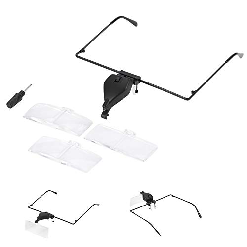 Magnifier Glasses w/LED Light for Lash Extensions - 3 Lenses Magnifier Spectacles 1.5X 2.5X 3.5X Eyeglass LED Magnifier Hands Free Head Eyelash Extension Magnifying Glass