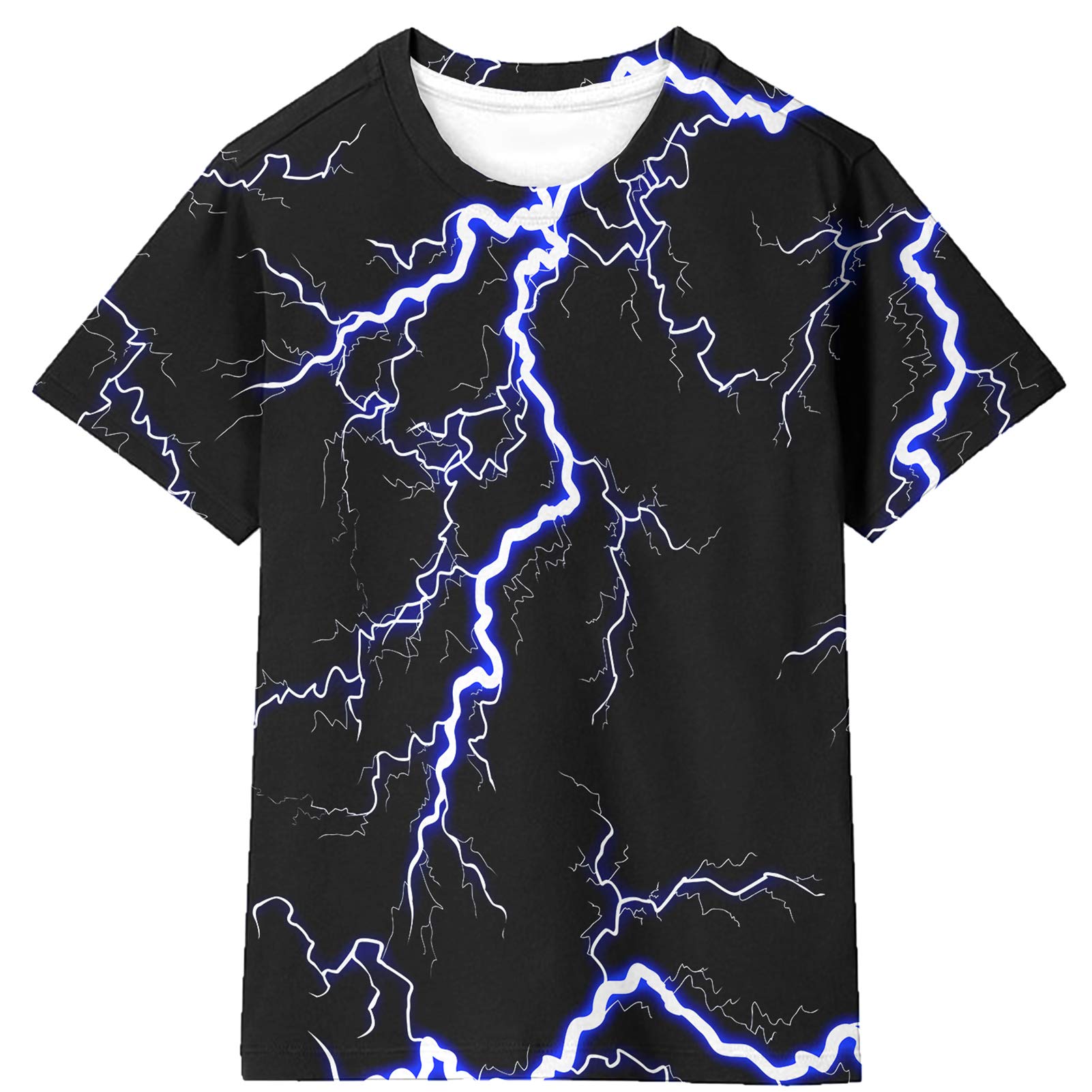 Asylvain Black Graphic Shirts for Kids Boys 3D Cool Tshirt Unisex Short Sleeve Summer Tops Tees Shirt Size 8-10 Years